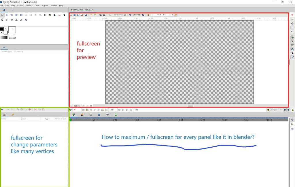 Is it possible to maximum / Fullscreen the panels dividually? - Feature discussions - Synfig Forums